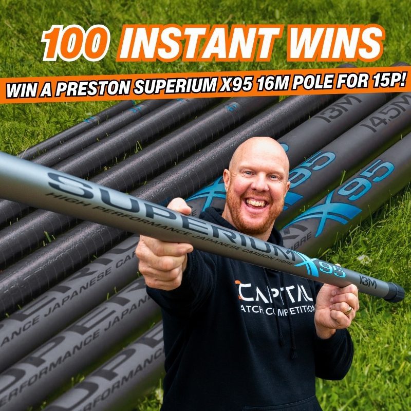 Preston Superium X95 16m Pole Package + 100 INSTANT WINS! - Capital Catch Competitions